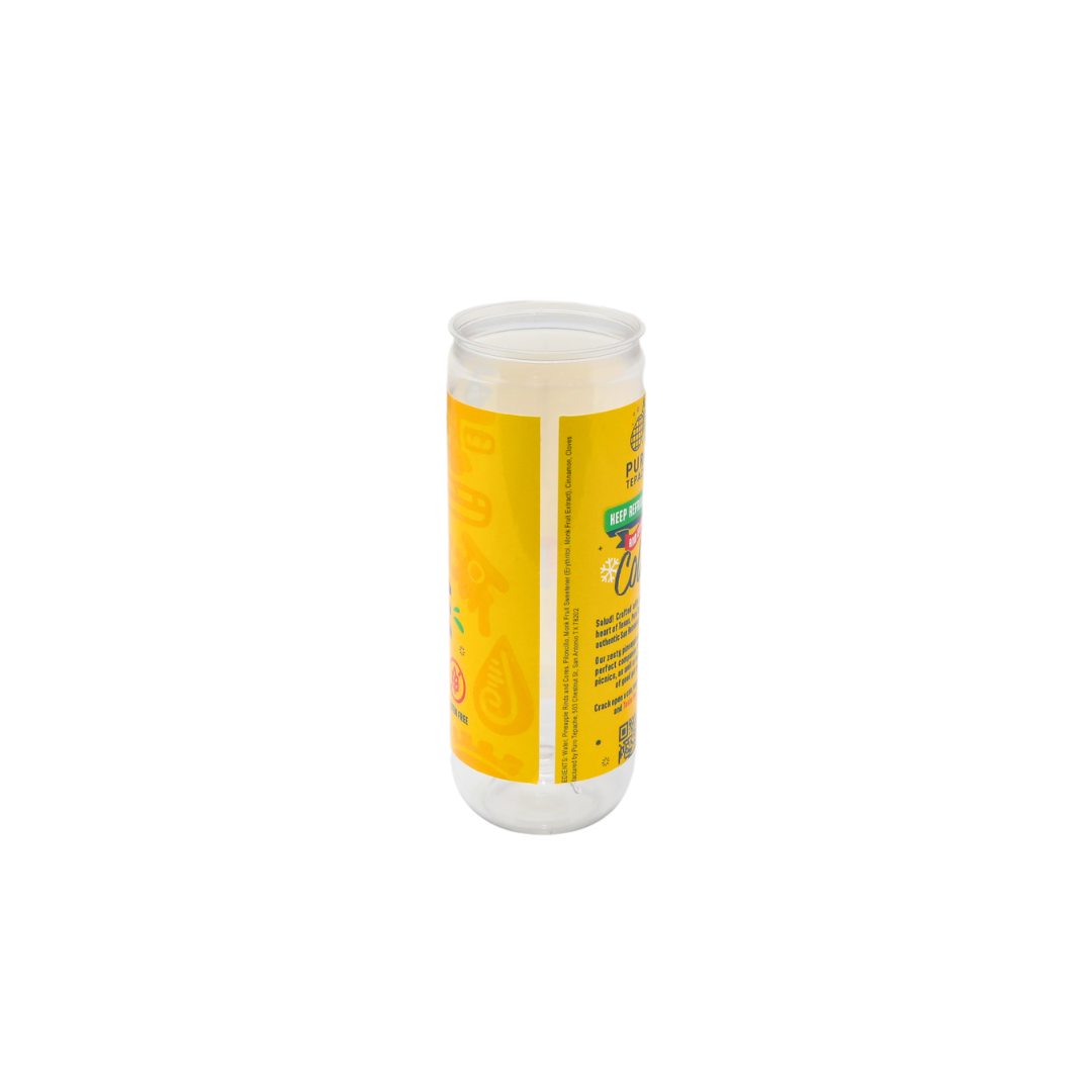 12oz SLEEK Clear PET Labeled Cans + Ends | Oktober Can Seamers